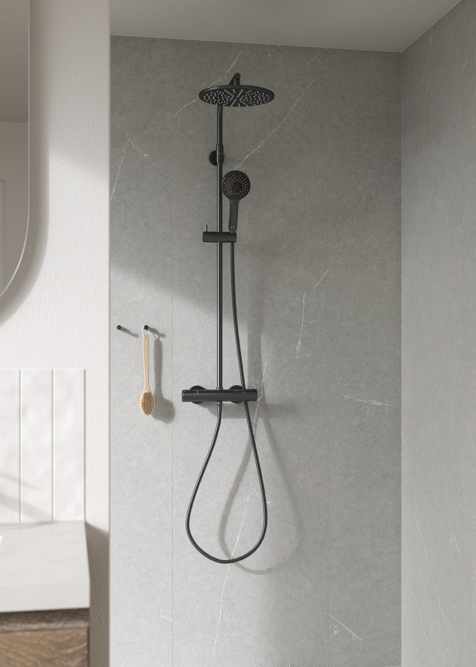 Damixa Core Flex brusesæt sort | Pris inkl. montering | VVSPlus